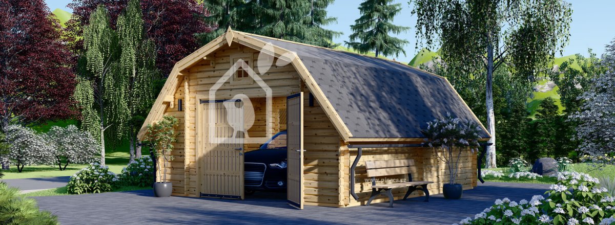 Dřevěná garáž Barn 5x6m 44mm, 30m² | Pineca.cz